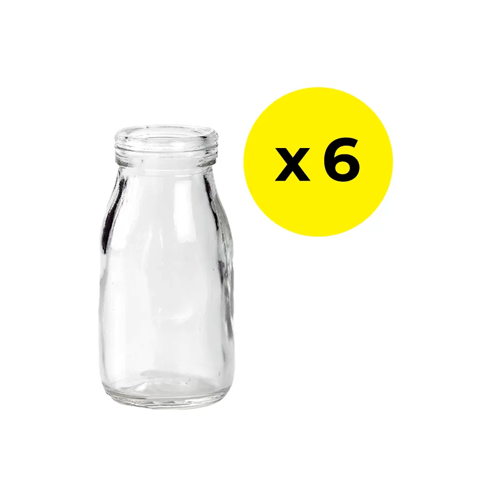 Glass Mini Milk Bottles 200ml - Pack of 6 | Out of Eden
