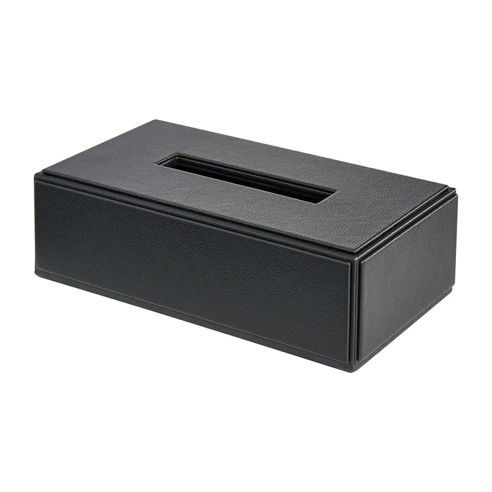 Faux Leather Rectangular Tissue Box Cover - Black | Out of Eden